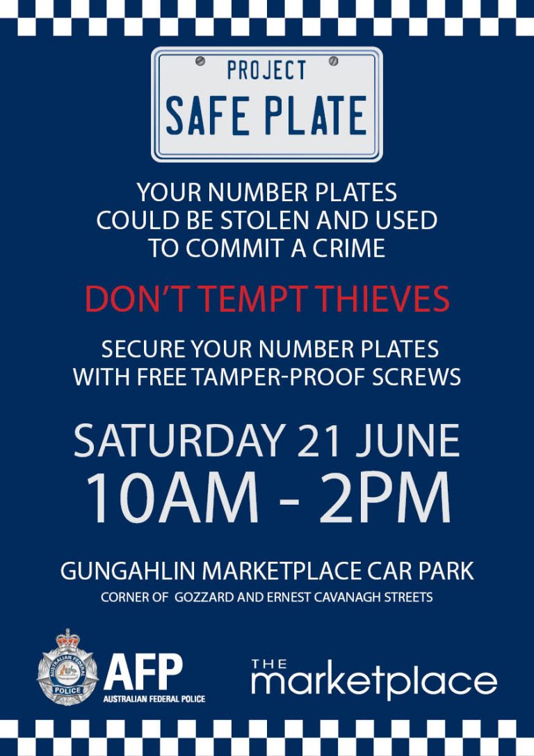 Project Safe Plate: Secure your number plates this weekend | My Gungahlin
